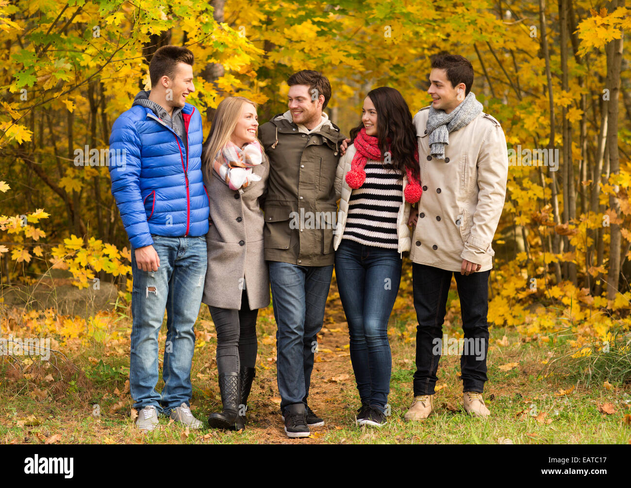 Hispanic group park walk hi-res stock photography and images - Alamy