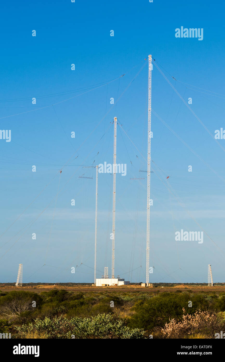 Radio relay station antennas communicate between ships and submarines ...