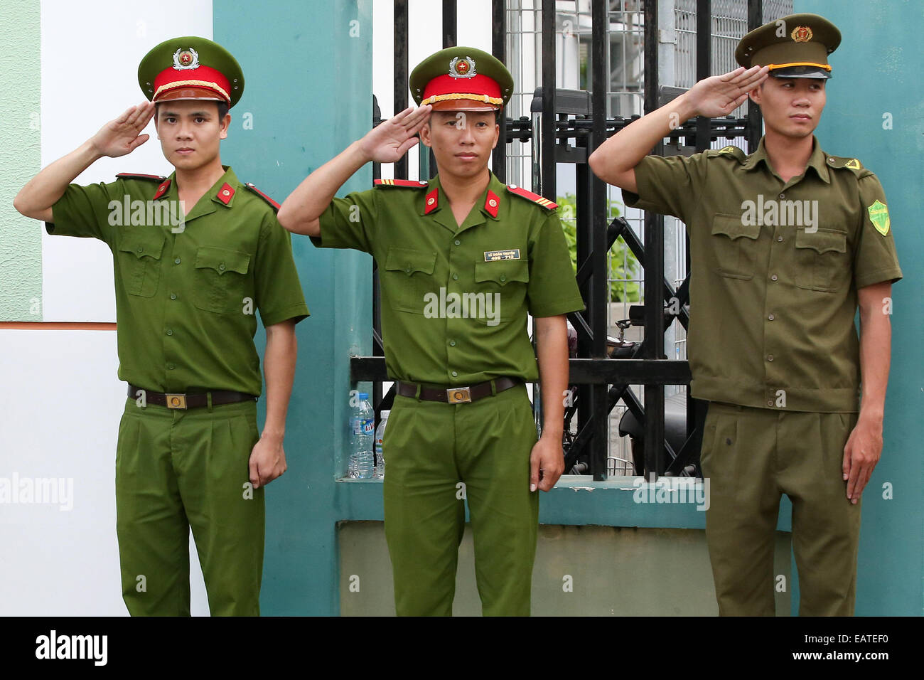 Ho Chi Minh City, Vietnam. 20th Nov, 2014. Police officers secure the ...