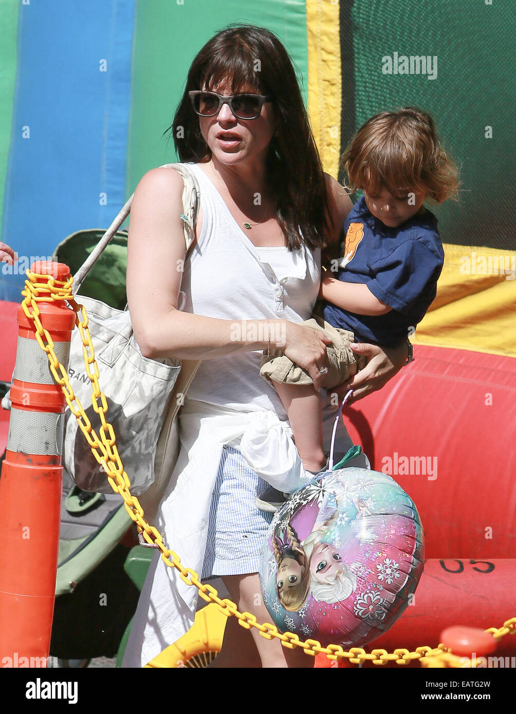 Selma Blair takes son Arthur Bleick on a pony ride at the Farmers ...