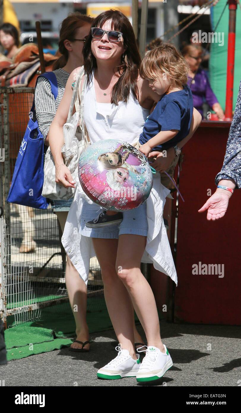 Selma Blair takes son Arthur Bleick on a pony ride at the Farmers ...