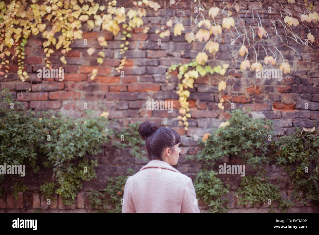 Woman looking over shoulder fear hi-res stock photography and images ...