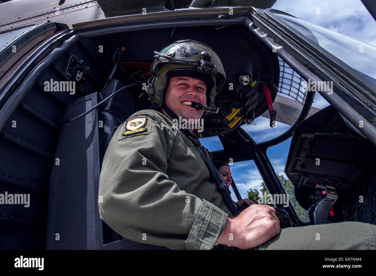An Atlas Oryx airforce helicopter pilot sitting in the cockpit Stock ...