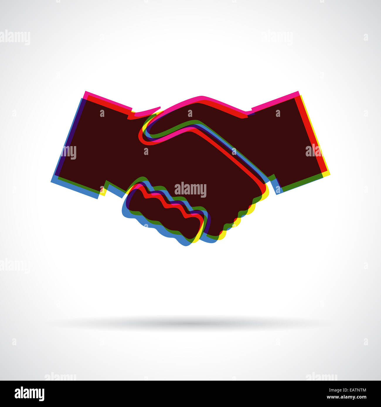 Handshake icon. Anaglyph 3D symbol with shadow. Approval concept Stock ...