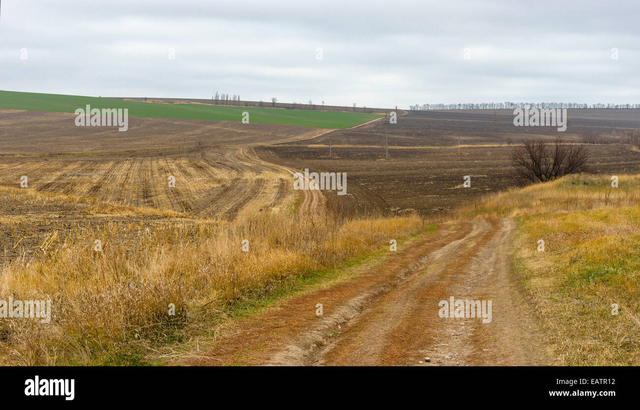 Autumnal landscape with agricultural fields in central Ukraine Stock ...