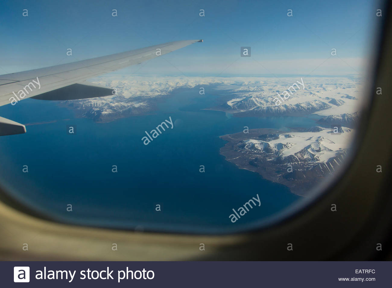 View of Svalbard, Norway from an airplane window Stock Photo - Alamy