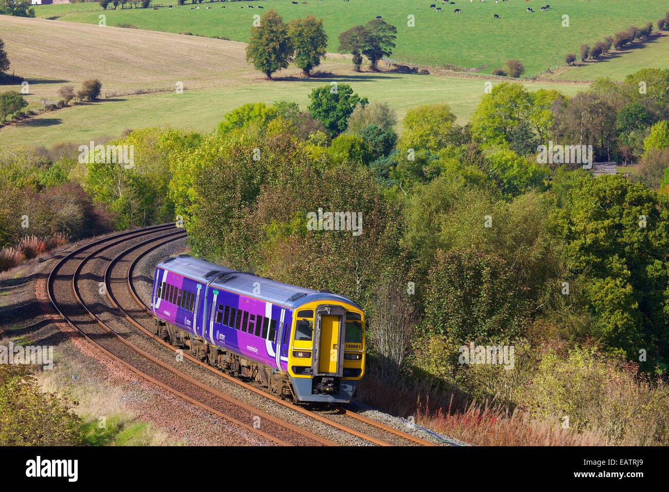 Northern Rail Sprinter Train near Low Baron Wood Farm Armathwaite Eden ...