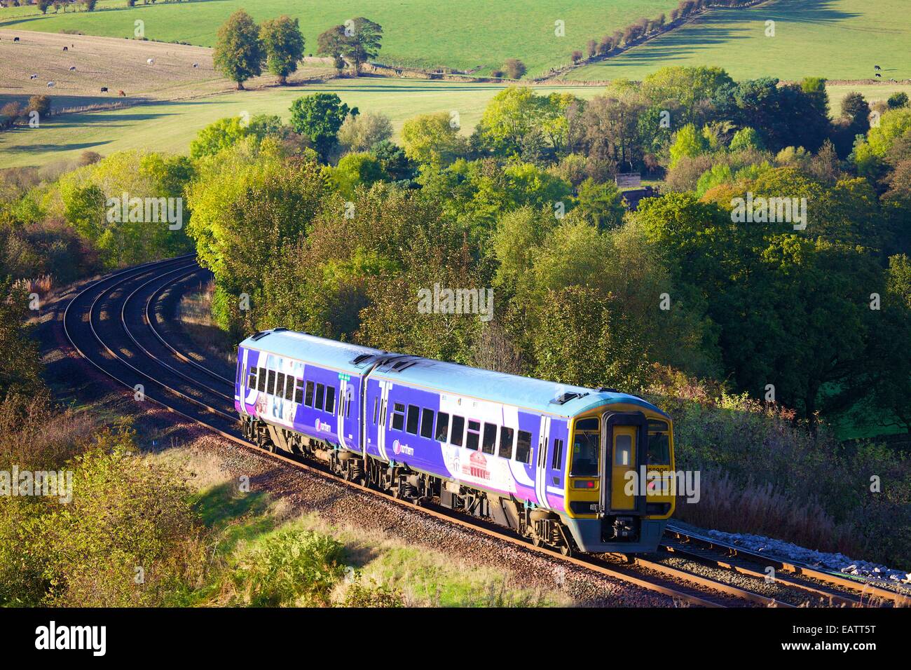 Northern Rail Sprinter Train near Low Baron Wood Farm Armathwaite Eden ...