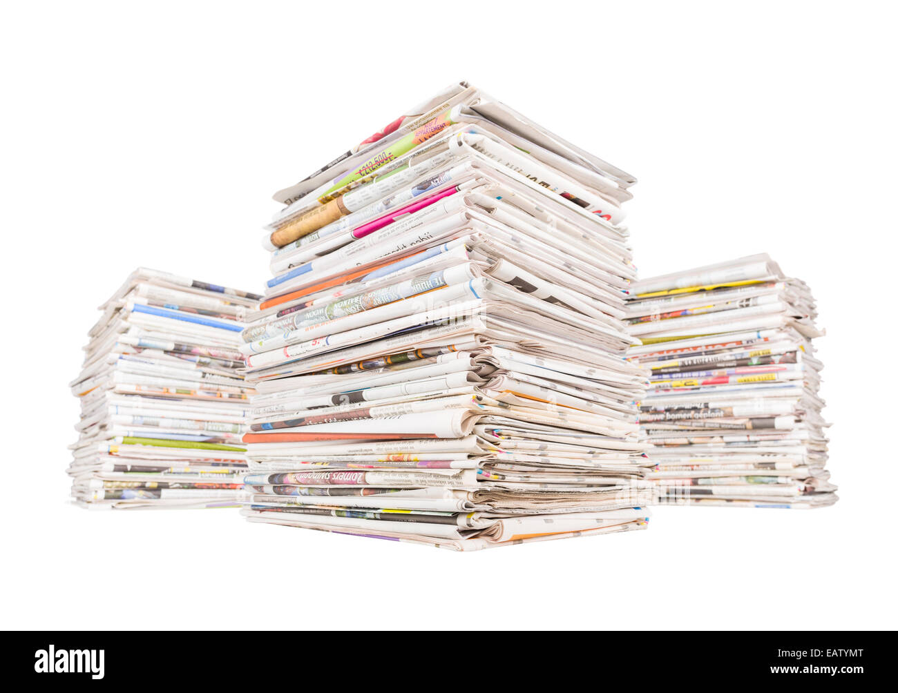 Three big stacks of newspapers Stock Photo - Alamy