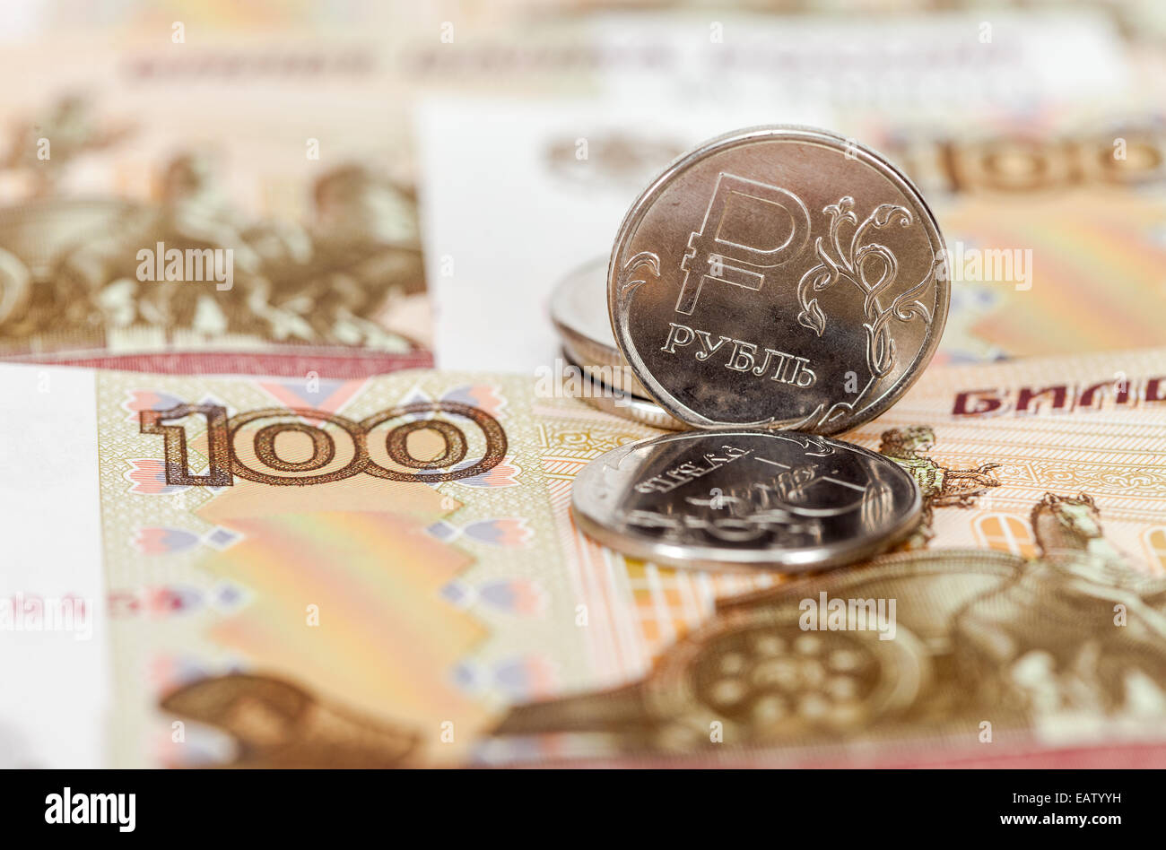 Russian currency, rouble: banknotes and coins close up Stock Photo - Alamy