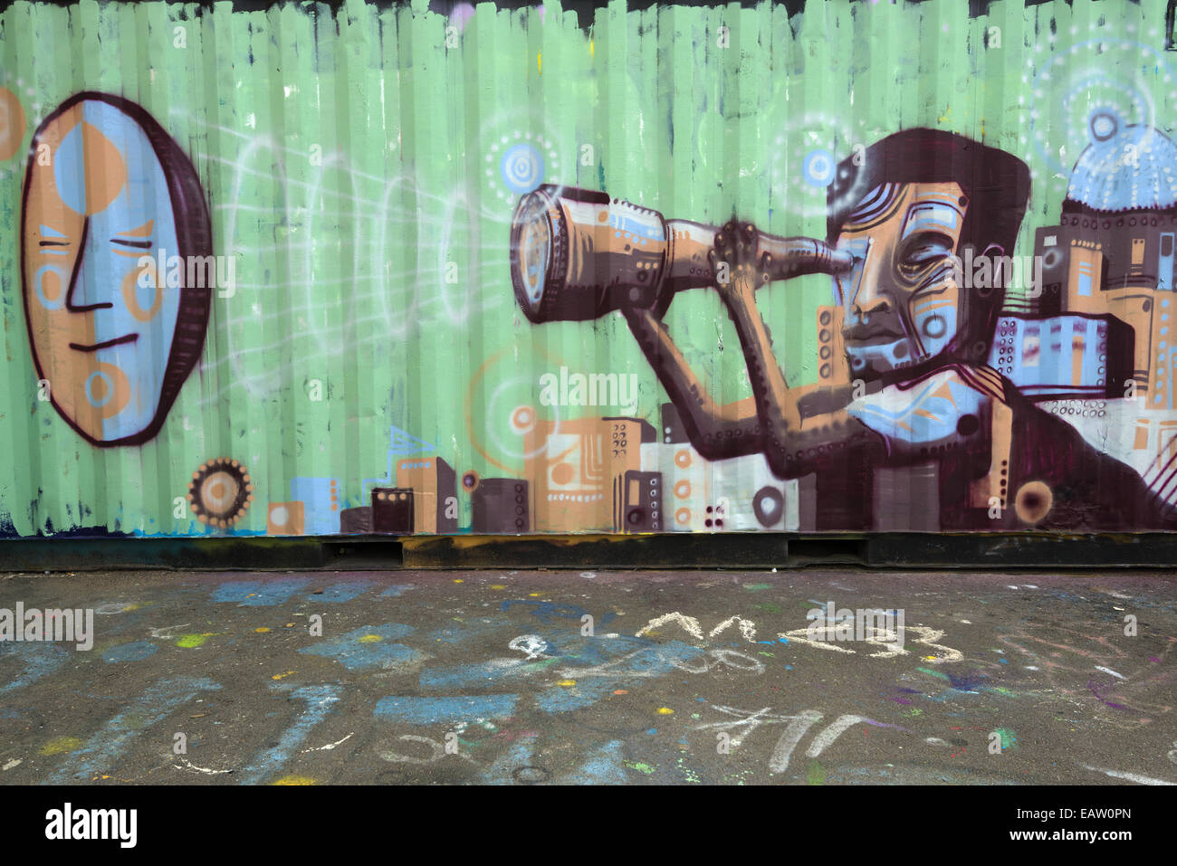 Graffitied ship container in Helsinki port, Finland Stock Photo - Alamy