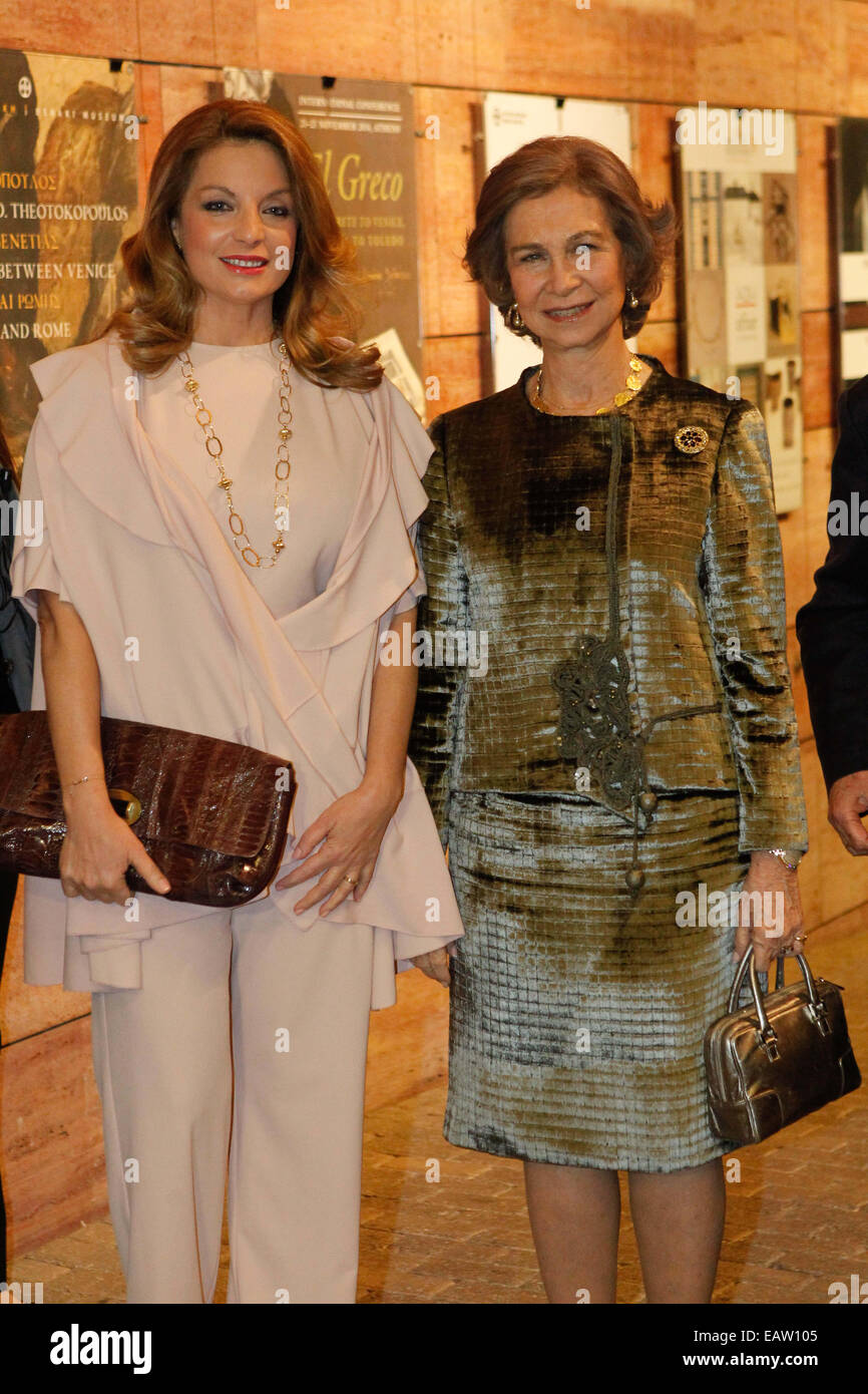 Athens, GREECE. 20th Nov, 2014. Queen Sofia of Spain with Angela ...