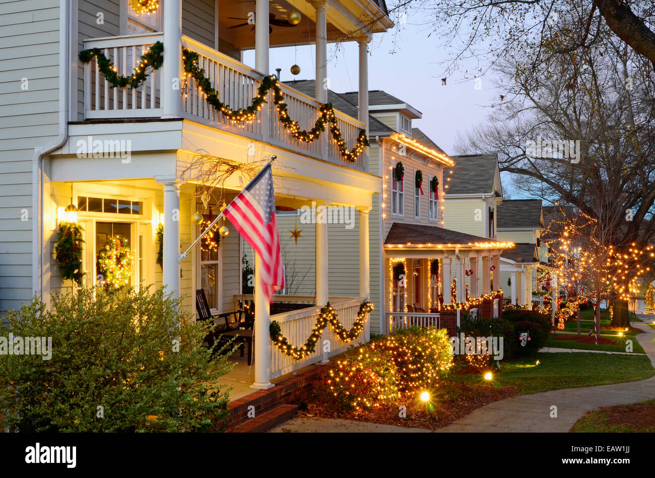 These traditional, Victorian-style homes in a Christmas town/village ...