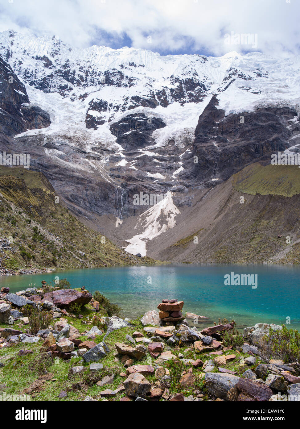 Lago Humantay, the Humantay Glacier and Montaña Humantay, near ...