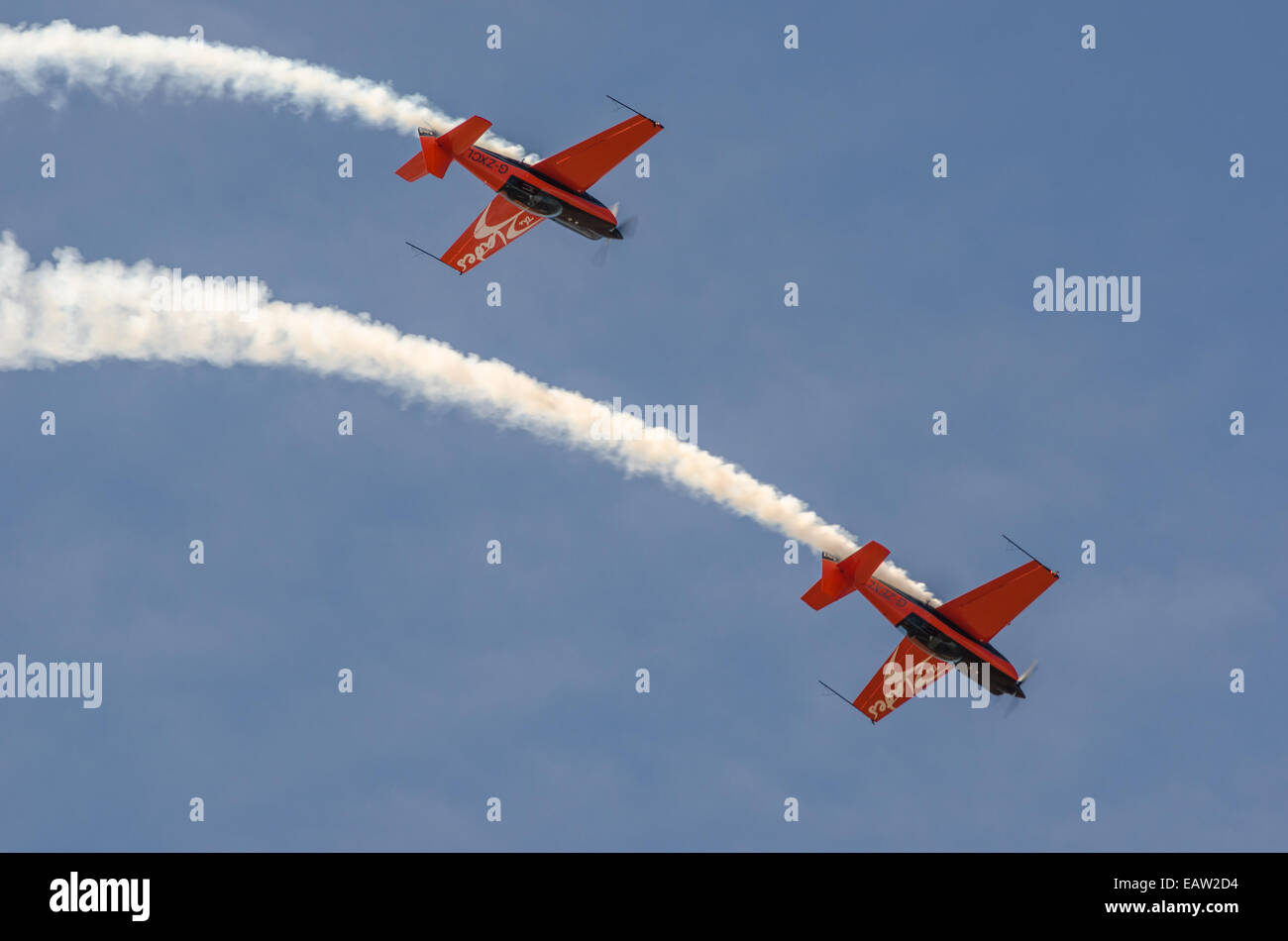 The Blades Aerobatic Display Team loop upside down during a maneuver at ...