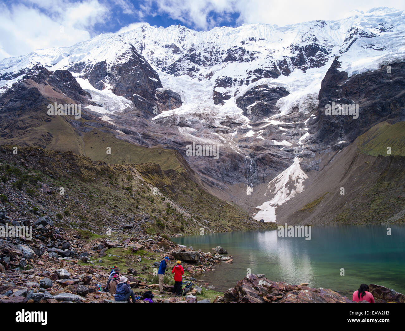 Lago Humantay, the Humantay Glacier and Montaña Humantay, near ...