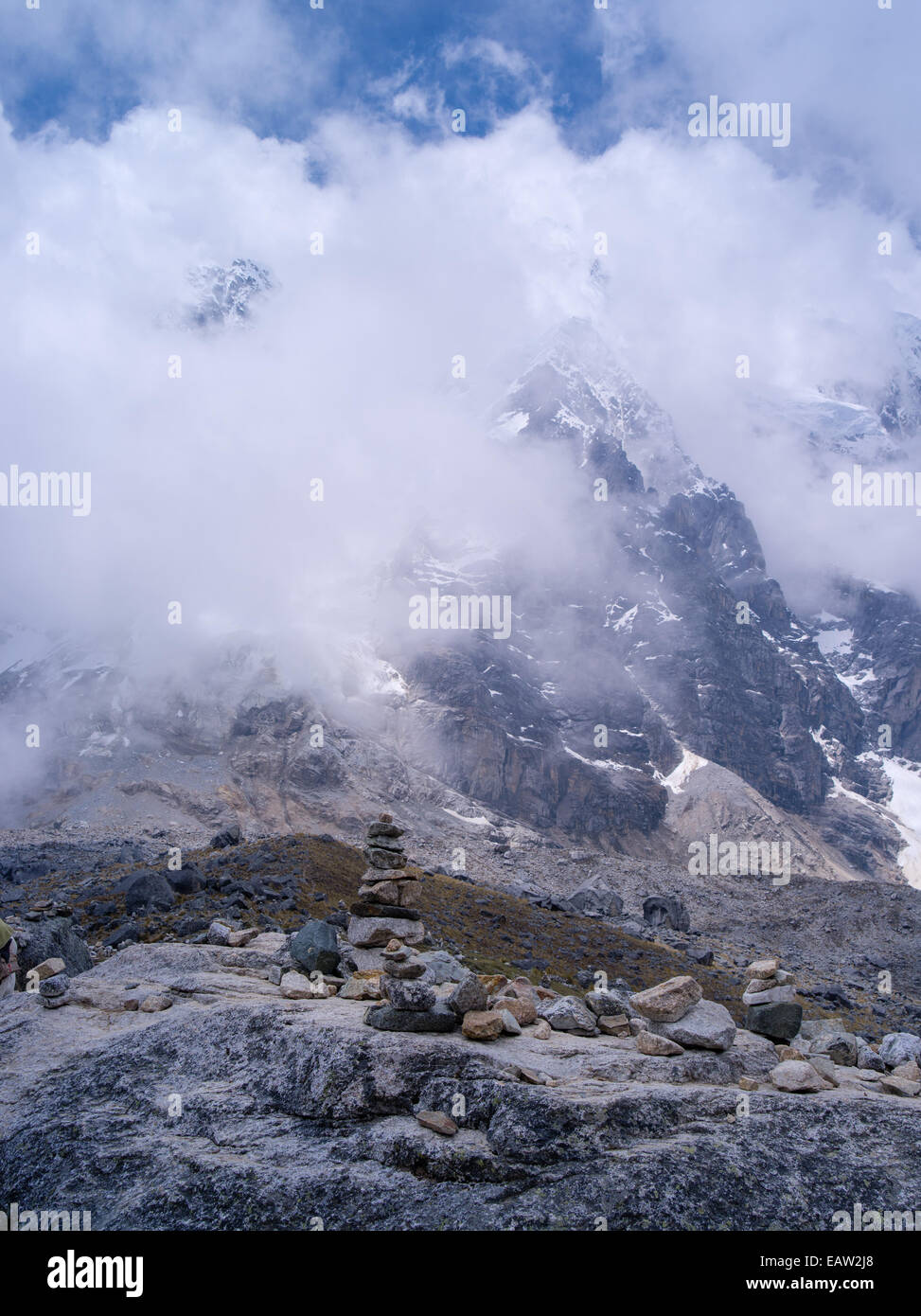 A cairn at Salkantay Pass, giving thanks for making it to this point ...