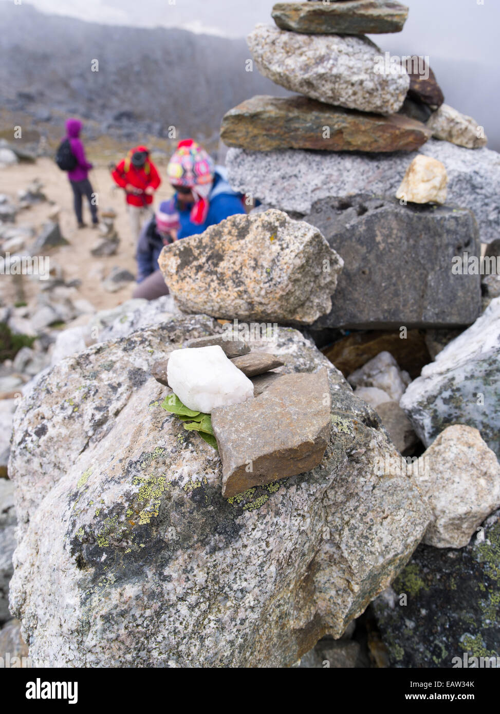 A cairn at Salkantay Pass, giving thanks for making it to this point ...