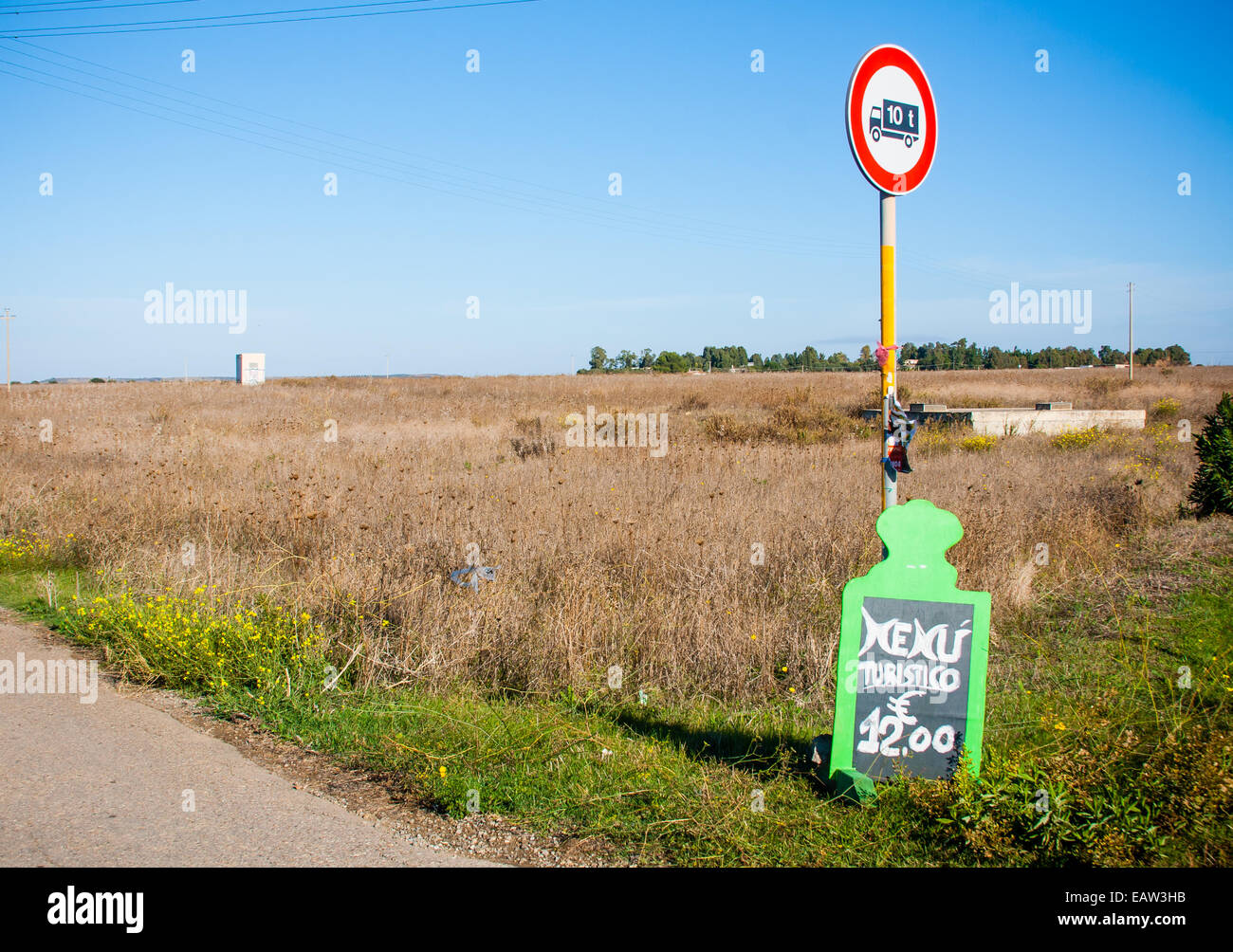 tourist menu and road sign Stock Photo - Alamy