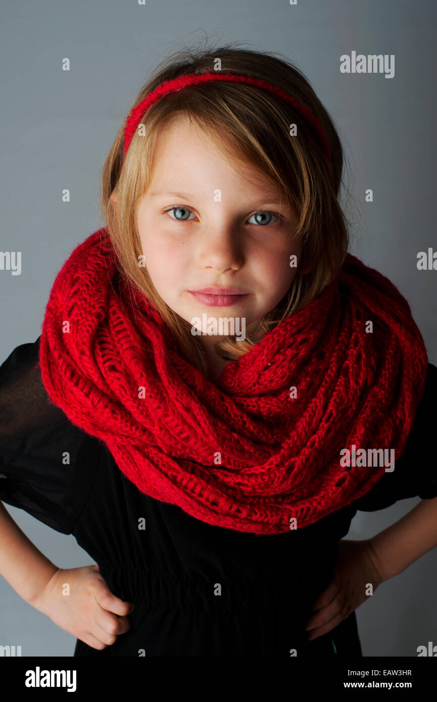 Girl with red scarf hi-res stock photography and images - Alamy