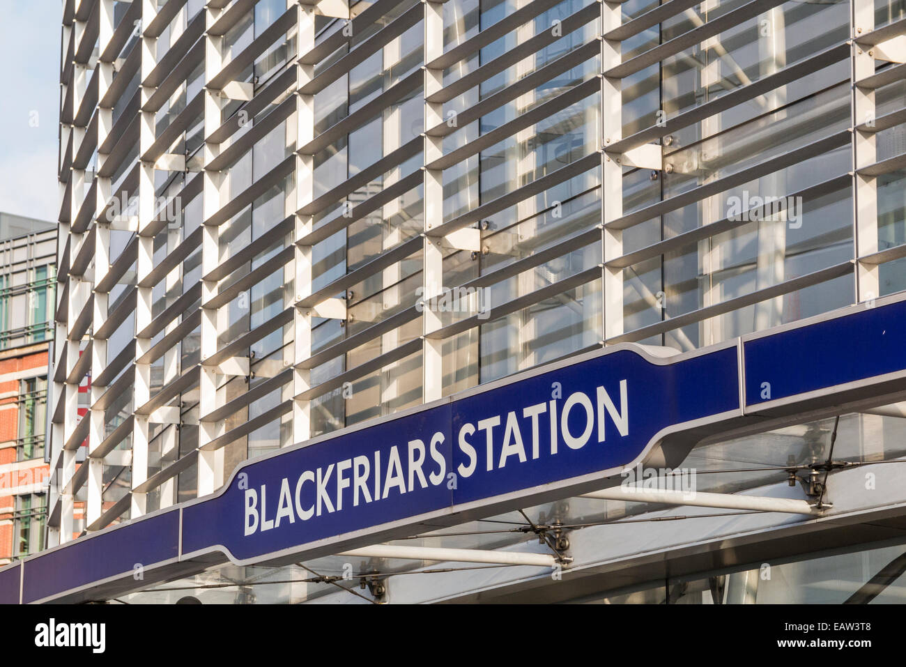 Entrance to Blackfriars London railway and Underground Tube station on ...