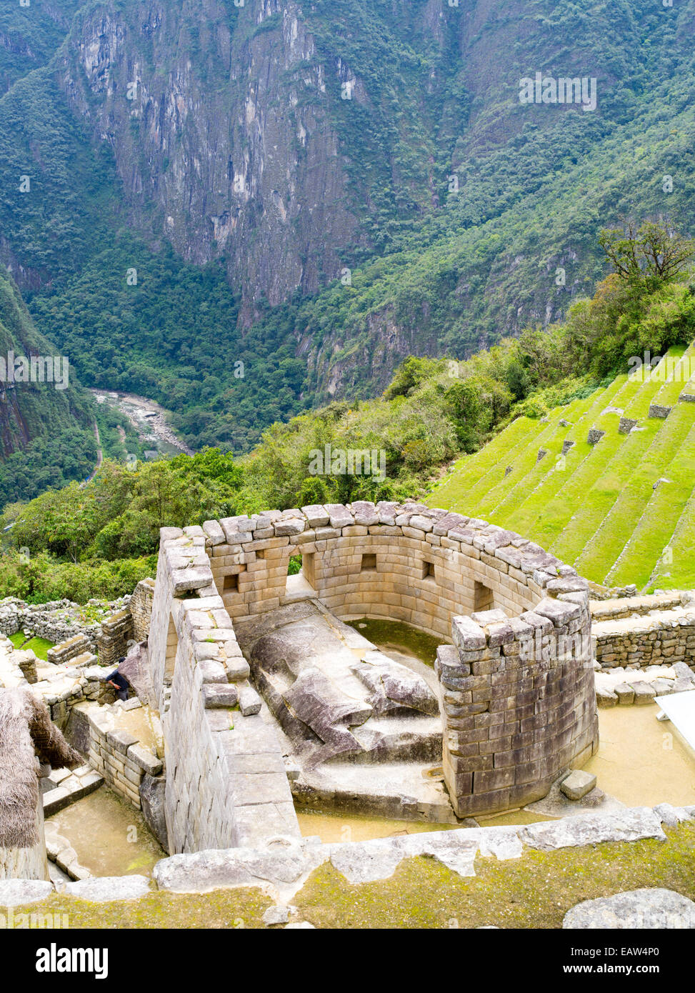 The Incan ruins of the Temple of the Sun at Machu Picchu, near Aguas ...