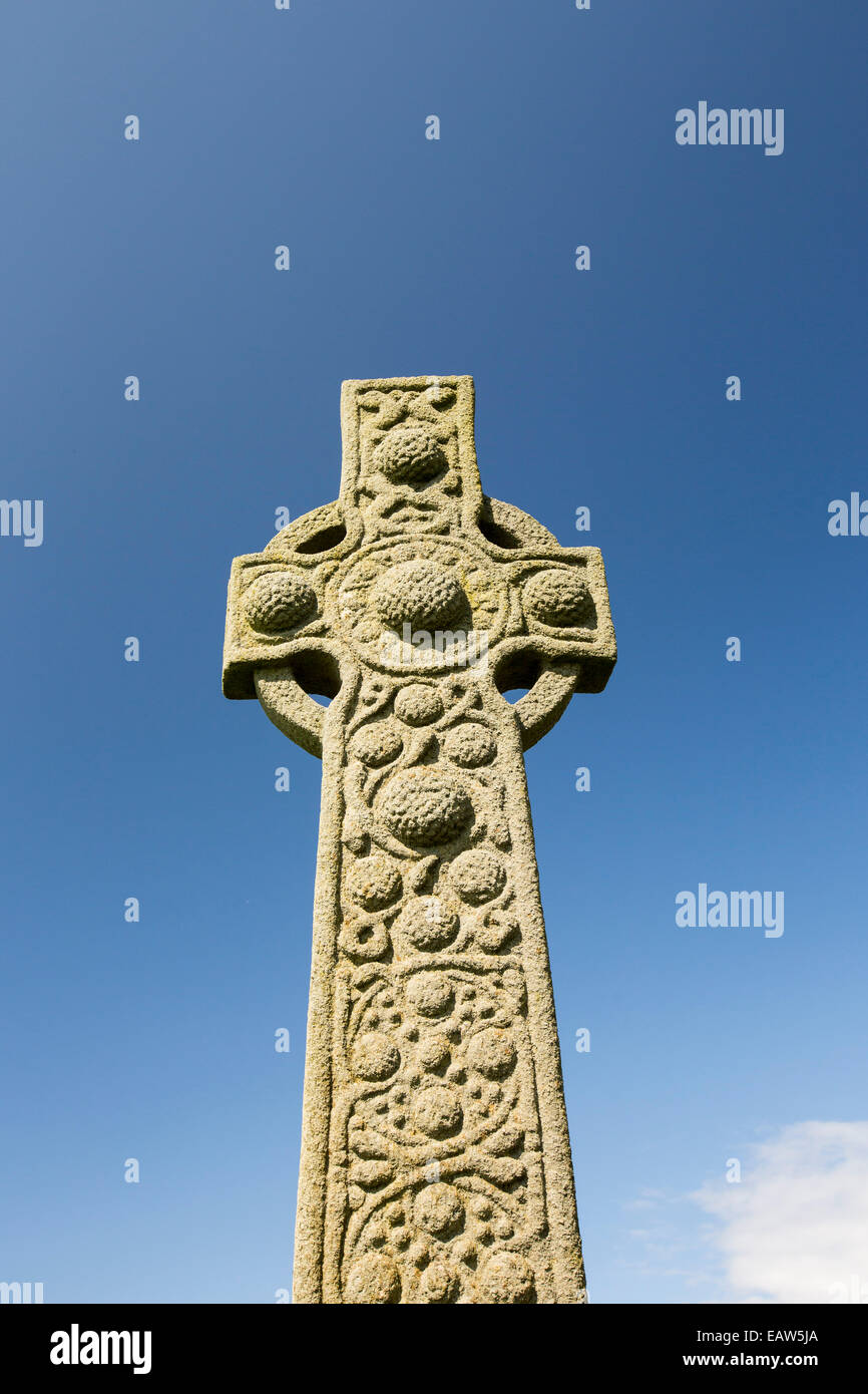 St Oran's Cross in Iona Abbey, Iona, off Mull, Scotland, UK Stock Photo ...