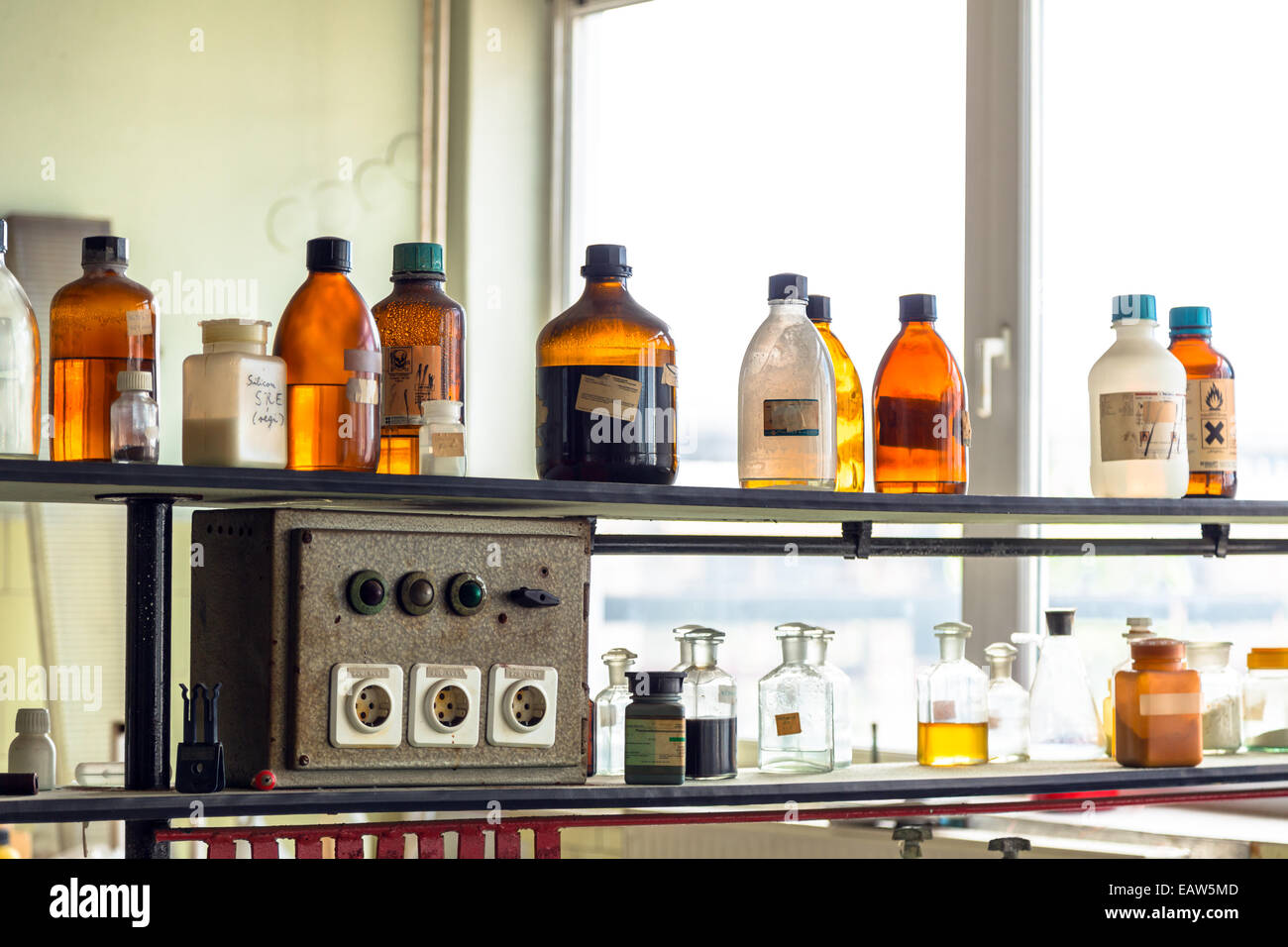 old laboratory with a lot of bottles Stock Photo - Alamy