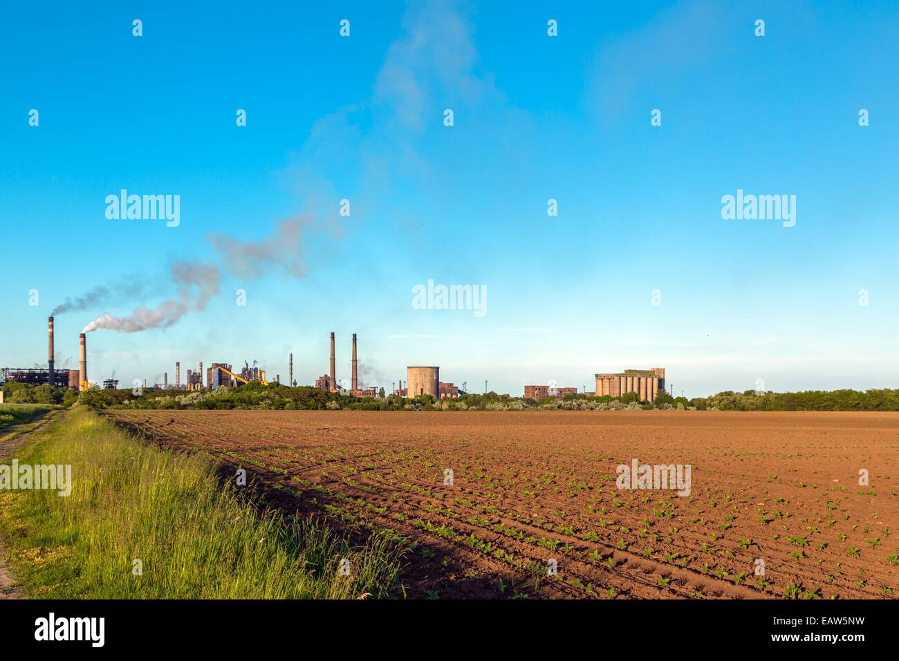 Rural landscape with factory Stock Photo - Alamy