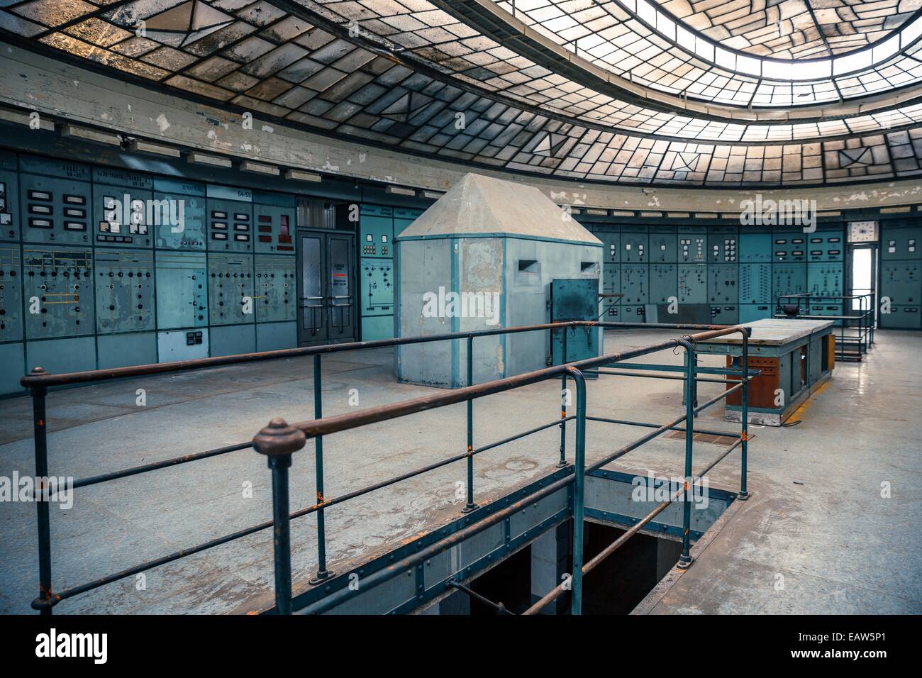 Illuminated control room Stock Photo - Alamy