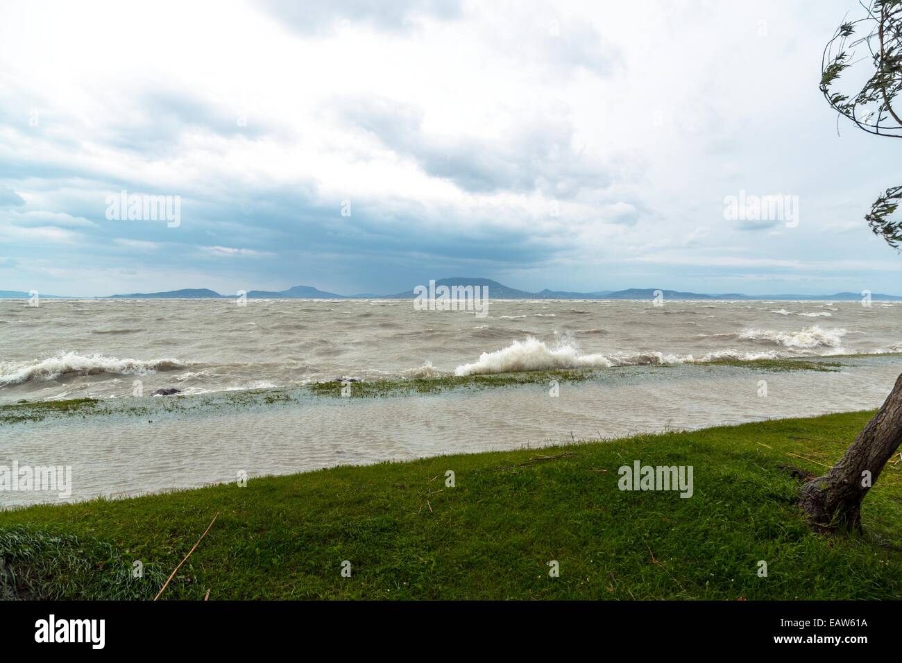Storm over the lake Stock Photo - Alamy