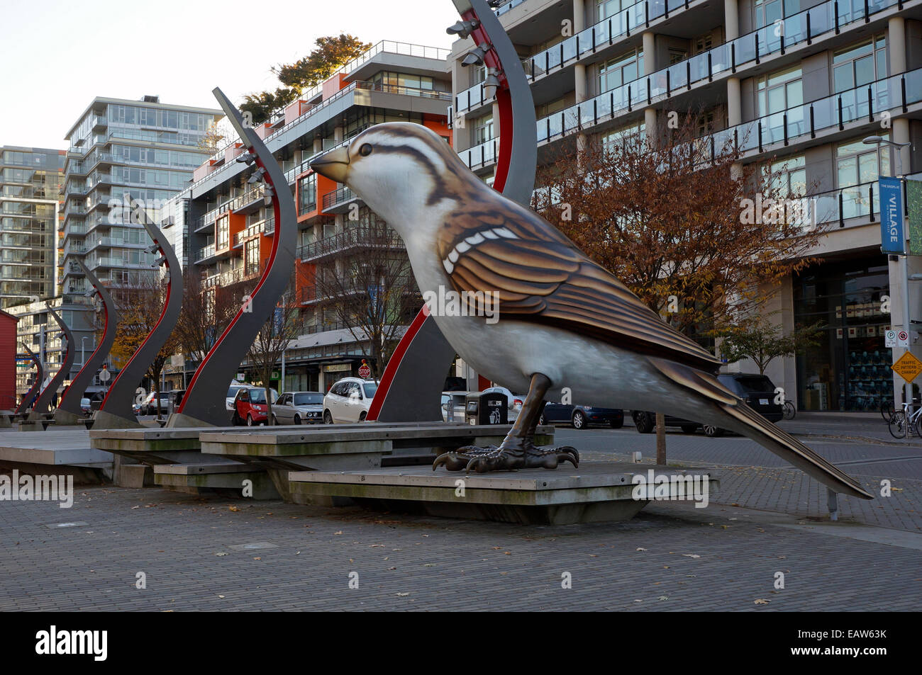 Giant sparrow sculpture titled The Birds by Myfanwy Macleod in the ...