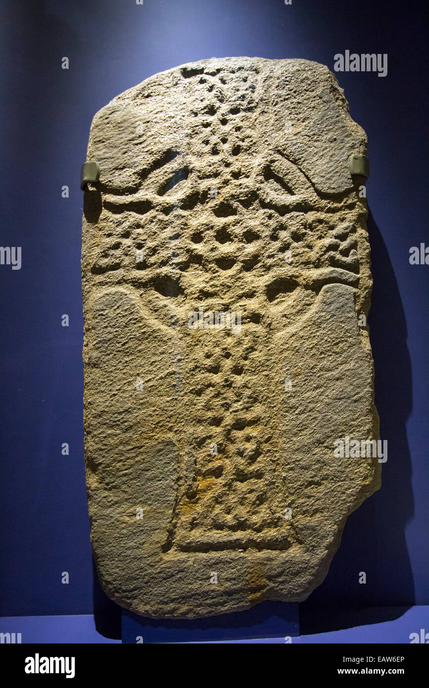 Ancient preserved grave slabs in Iona Abbey on Iona, off Mull, Scotland ...