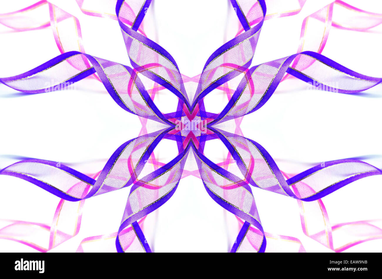 Beautiful pink and purple gift ribbon, isolated on a white background ...