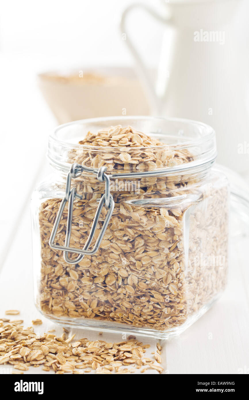 the oat flakes in jar Stock Photo - Alamy