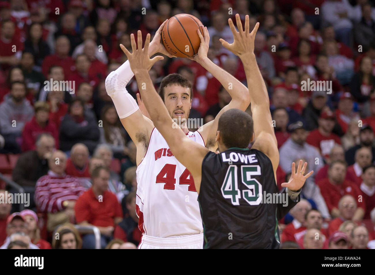 November 19, 2014: Wisconsin Badgers forward Frank Kaminsky #44 looks ...
