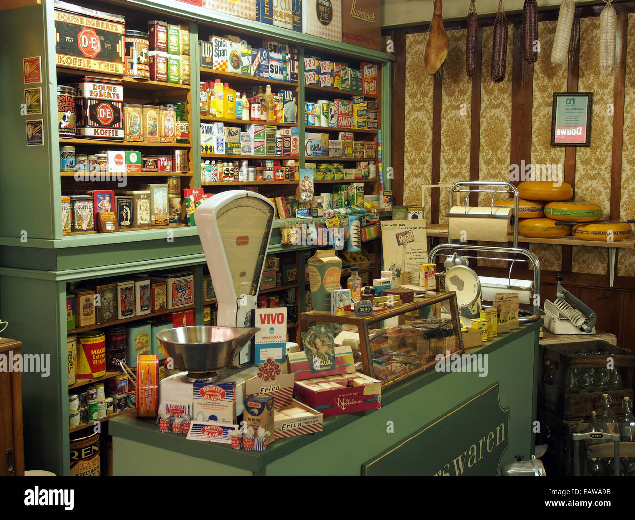 A historical image of 'Oude Kruidenierszaak,' an old grocery store ...