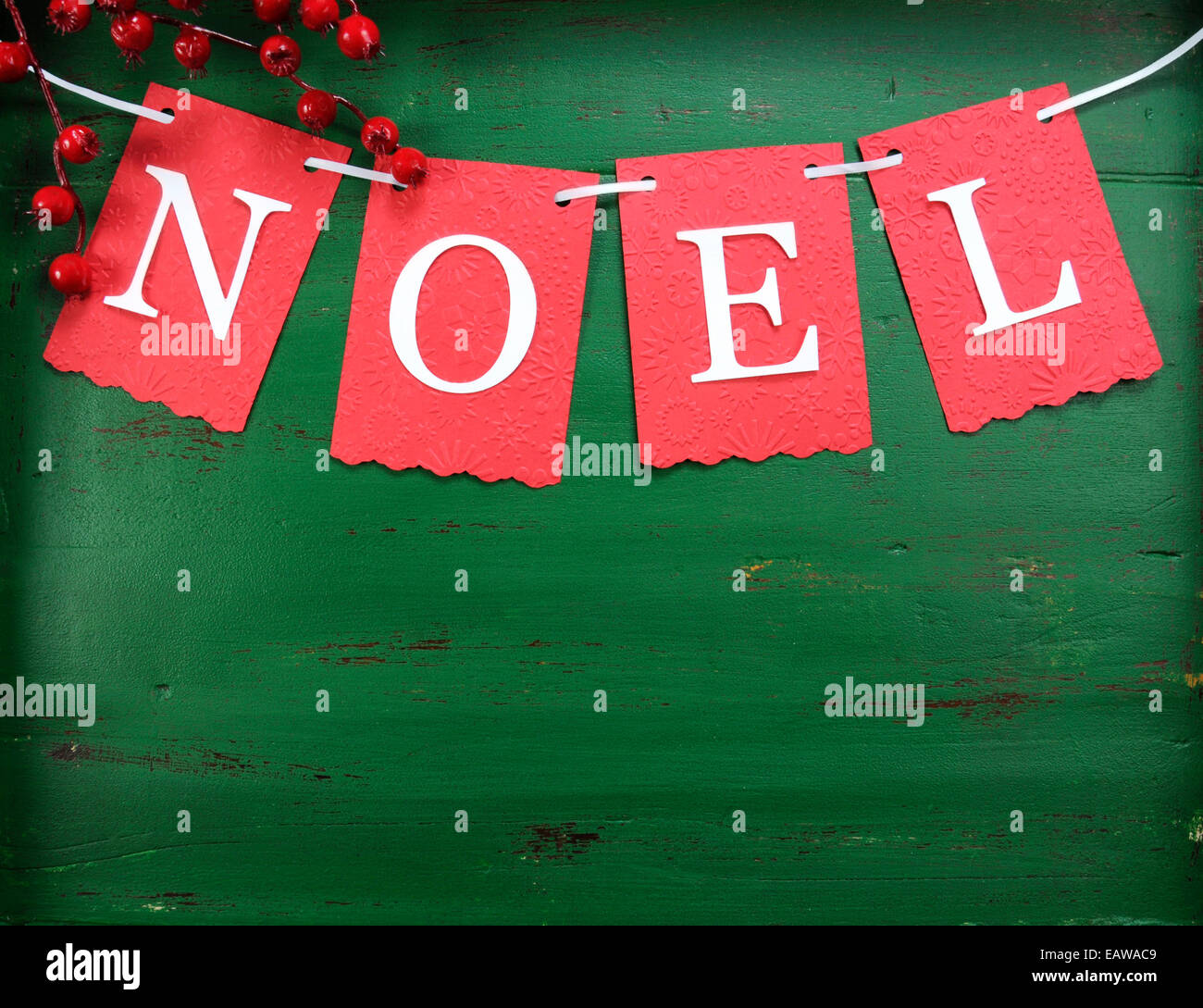 Christmas holiday background with red, white, festive Noel bunting ...