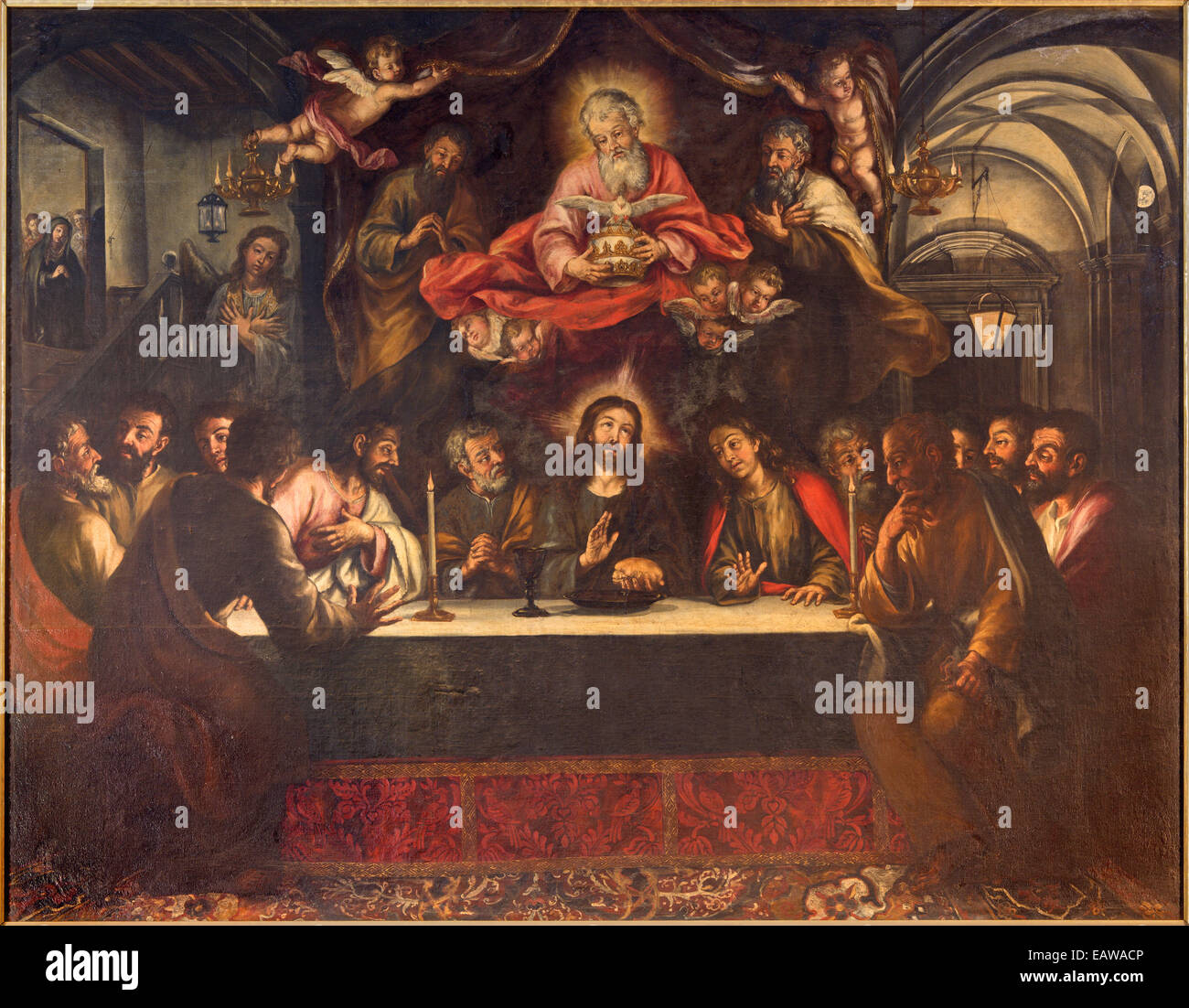 Seville - The paint of Last supper on the main altar by Lucas Valdes in ...