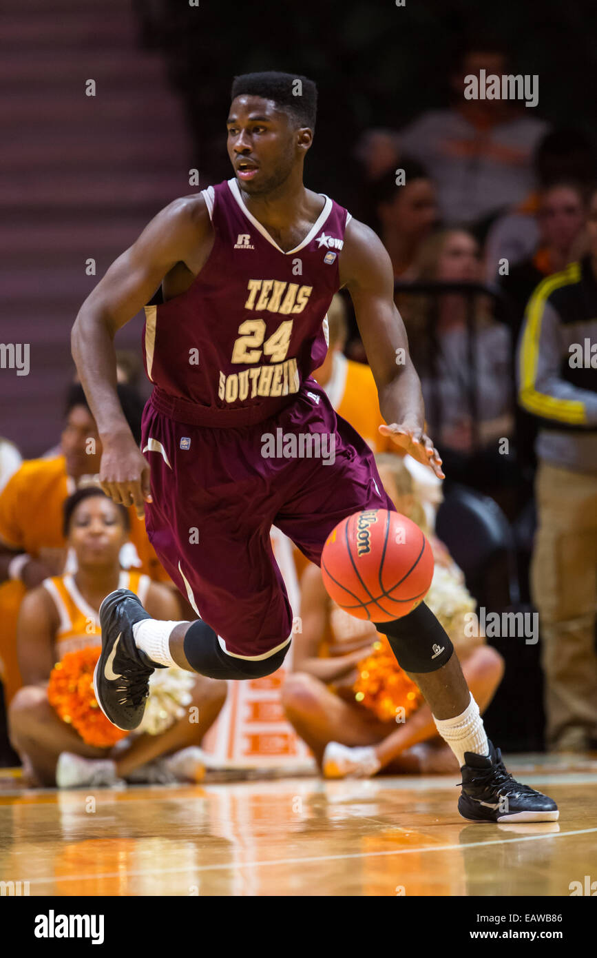 November 20, 2014:Nevin Johnson #24 of the Texas Southern Tigers brings ...