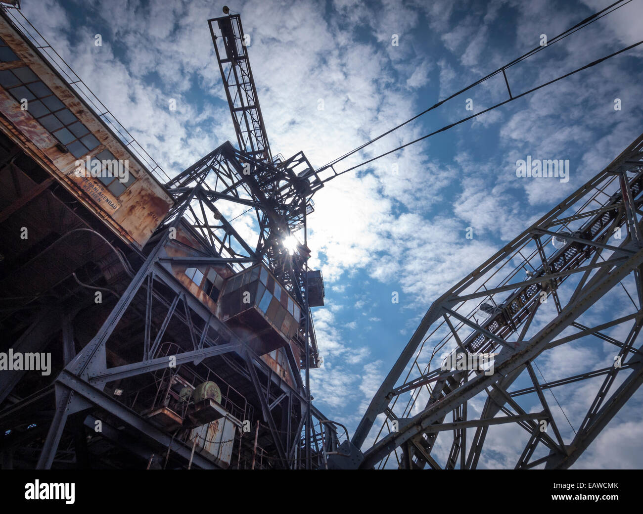 Abandoned opencast mining equipment at Ferropolis, "the city of iron ...