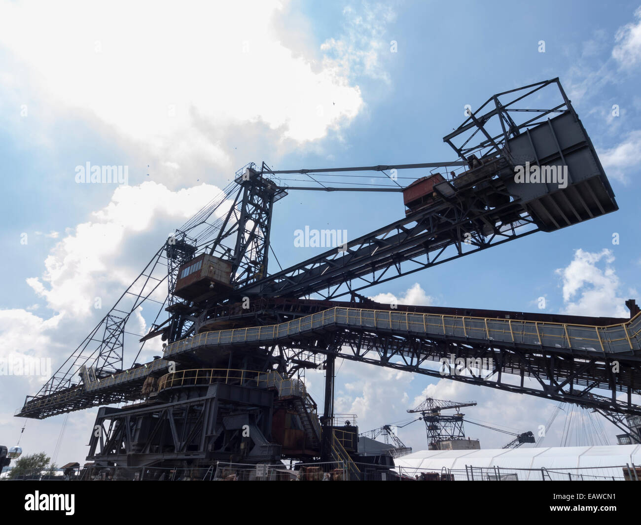 Abandoned opencast mining equipment at Ferropolis, "the city of iron ...
