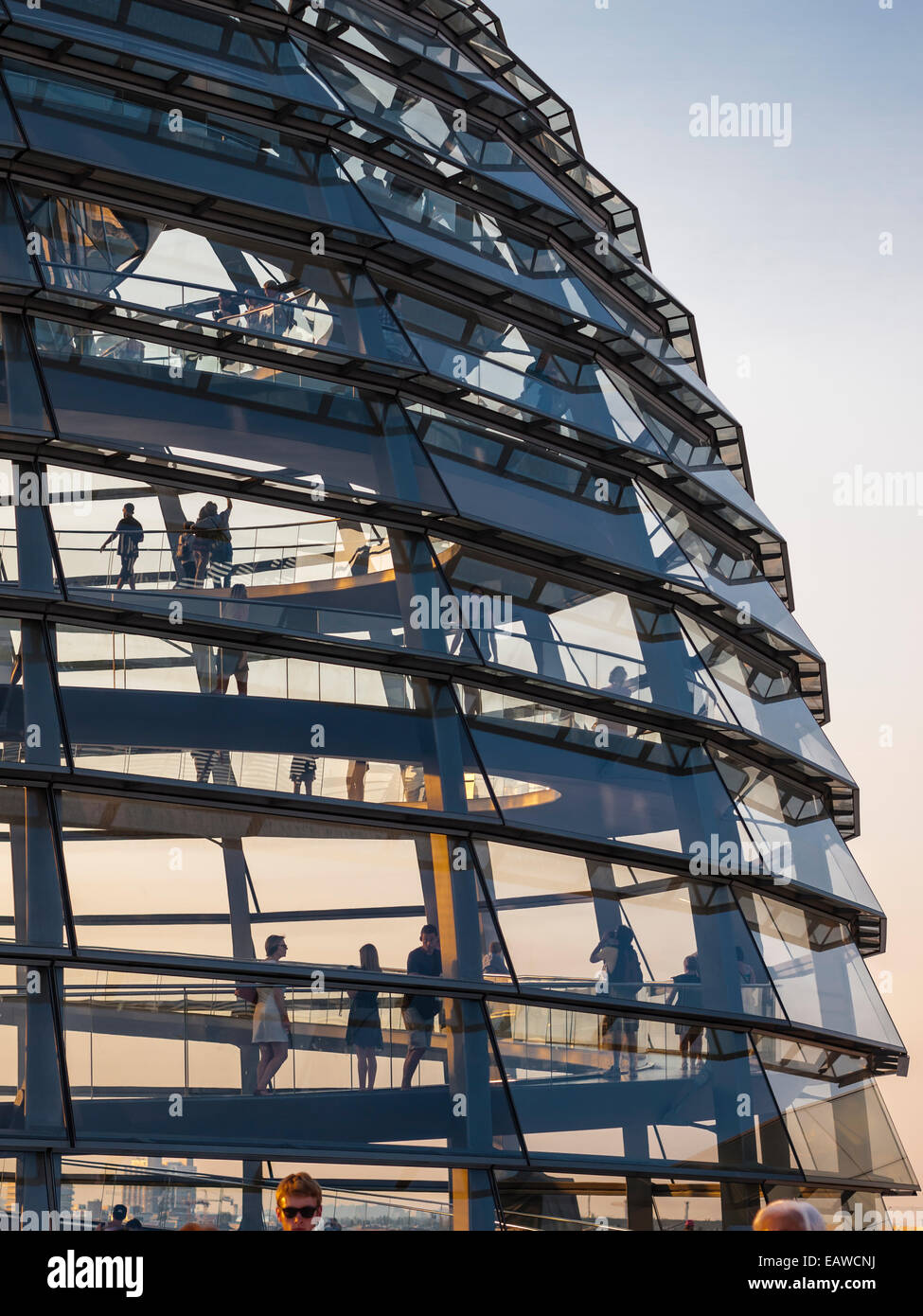 Glass dome on top of Berlin Reichstag, the German house of parliament ...