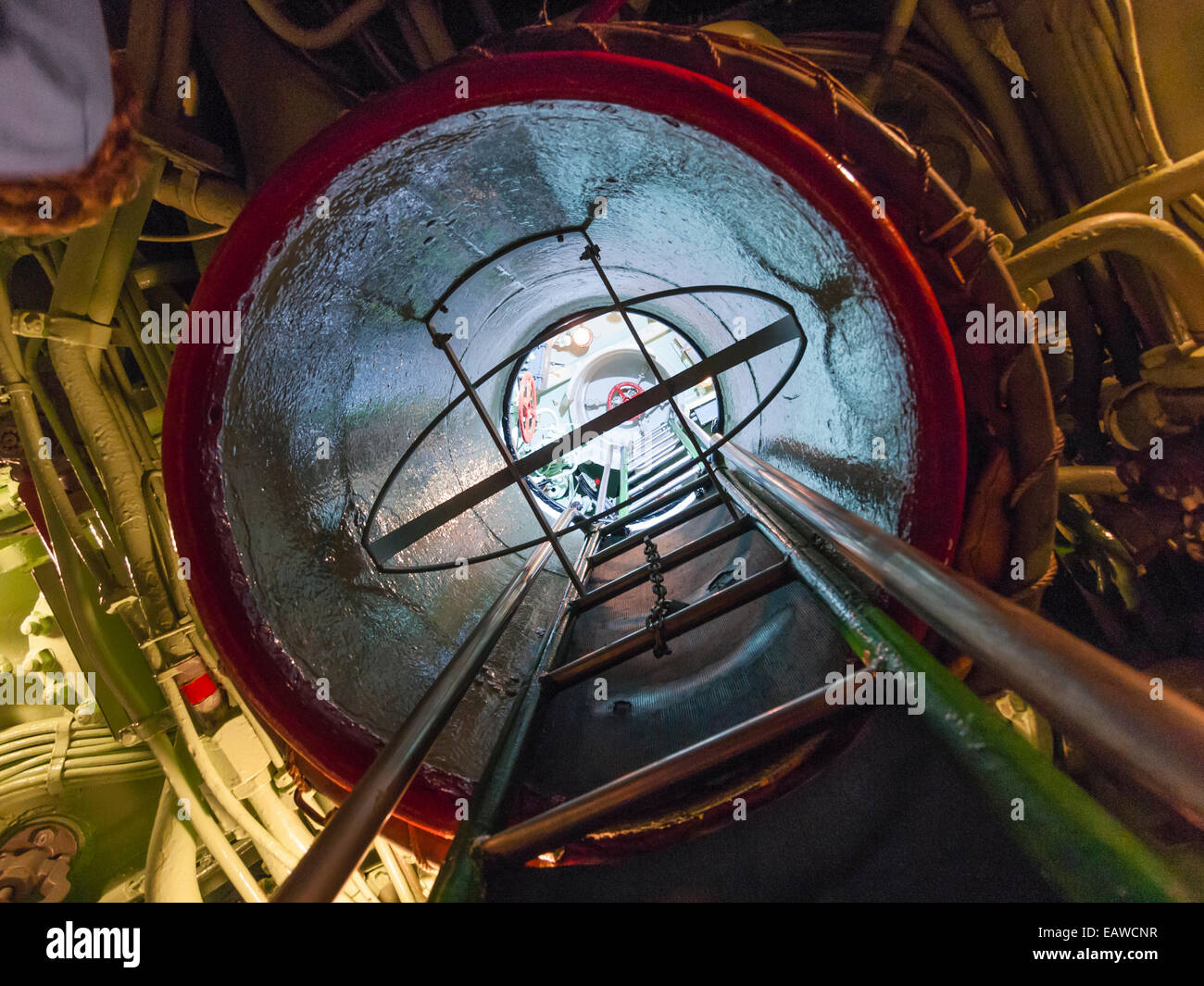 Hatch of the historic German submarine U-2540 "Wilhelm Bauer", now a ...