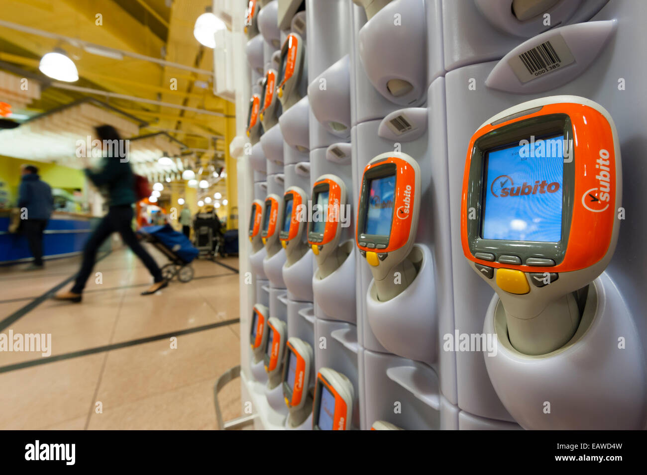 Handheld Subito self-scanning devices in a Migros supermarket in Zurich ...