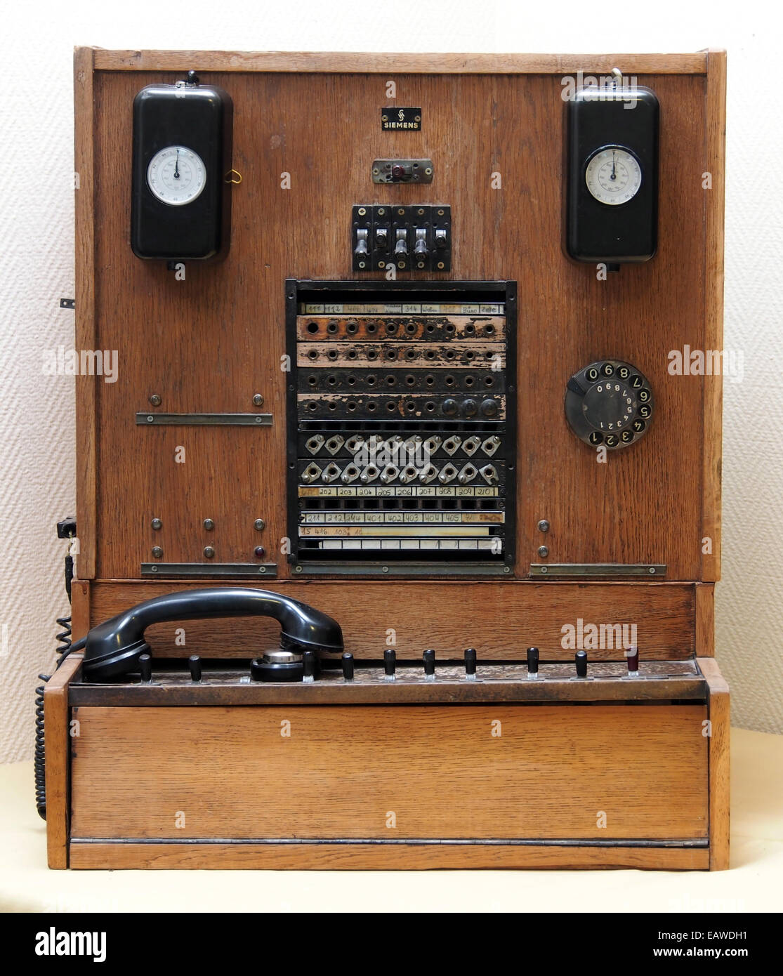 This photo shows a Siemens telephone switch, a crucial piece of ...