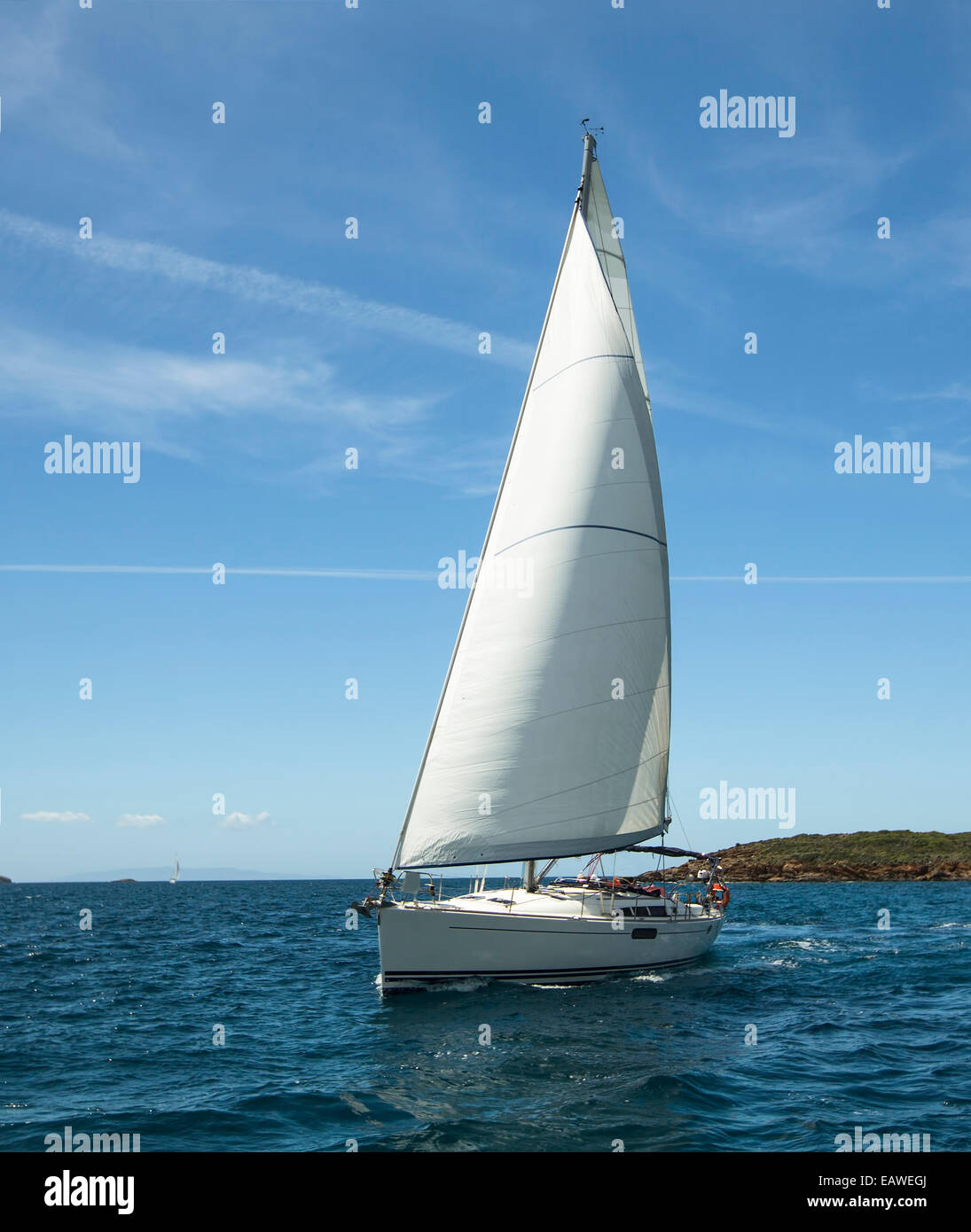 Beautiful sailboat on the Sea. Luxury yacht Stock Photo - Alamy