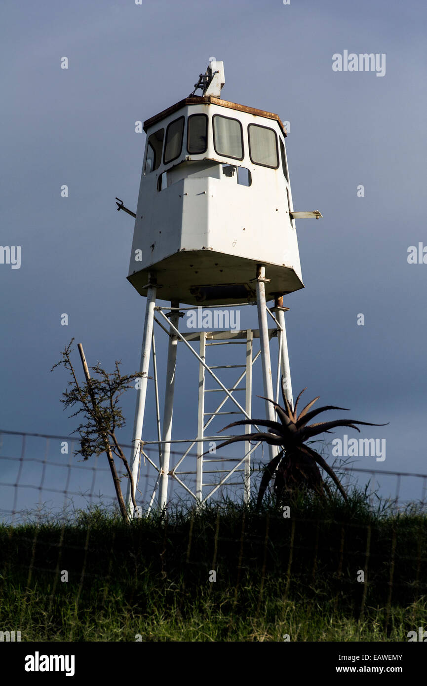 The bridge of a ship mounted on stilts as a wildlife lookout tower ...