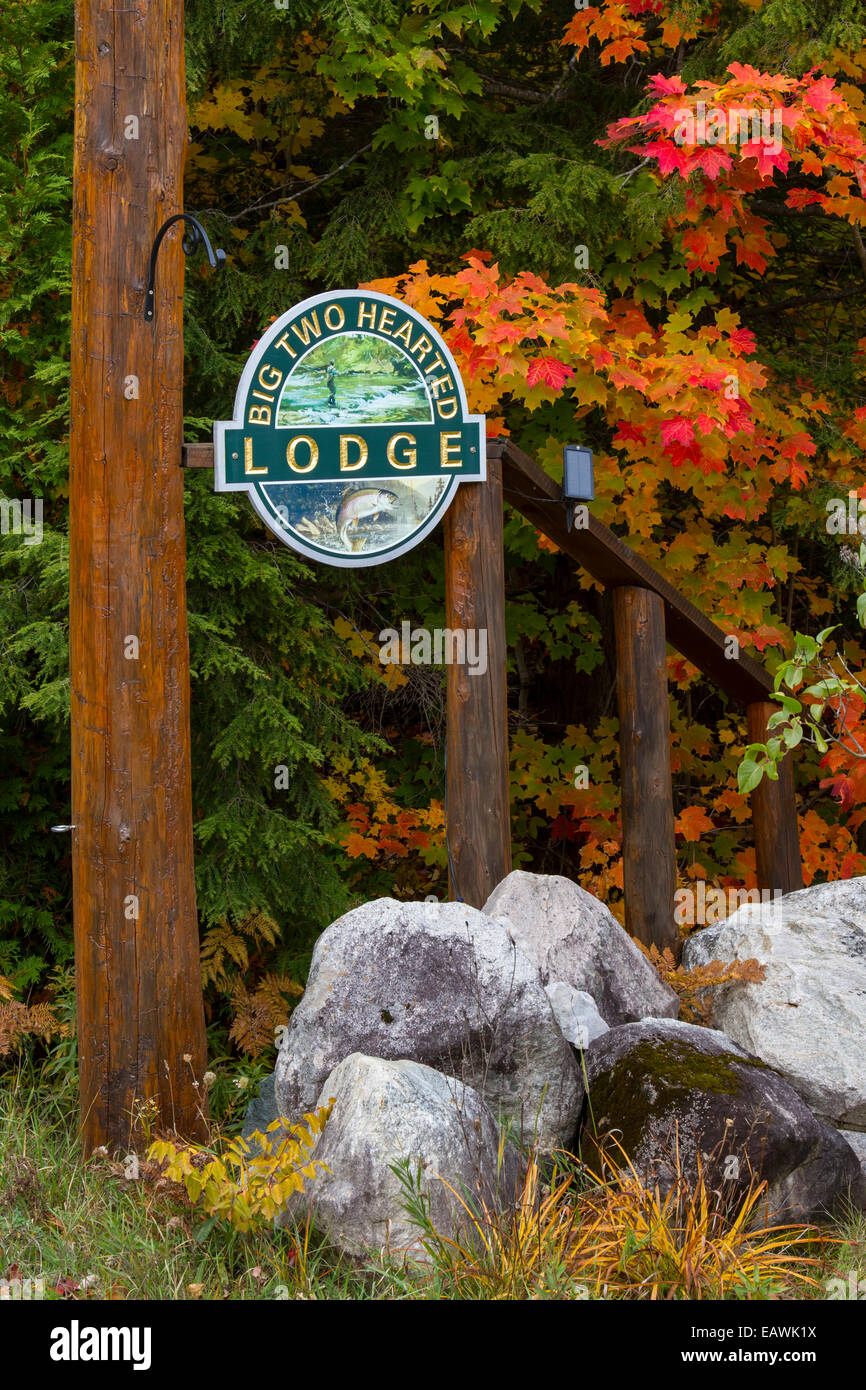 The Big Two Hearted Lodge gate and sign in the Upper Peninsula of ...