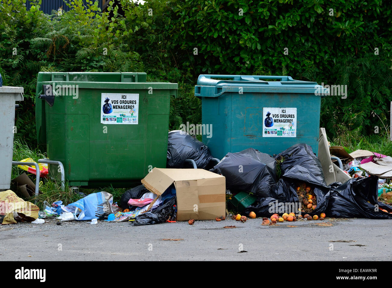 Dumping of waste next to containers for recycling, uncivil practice ...
